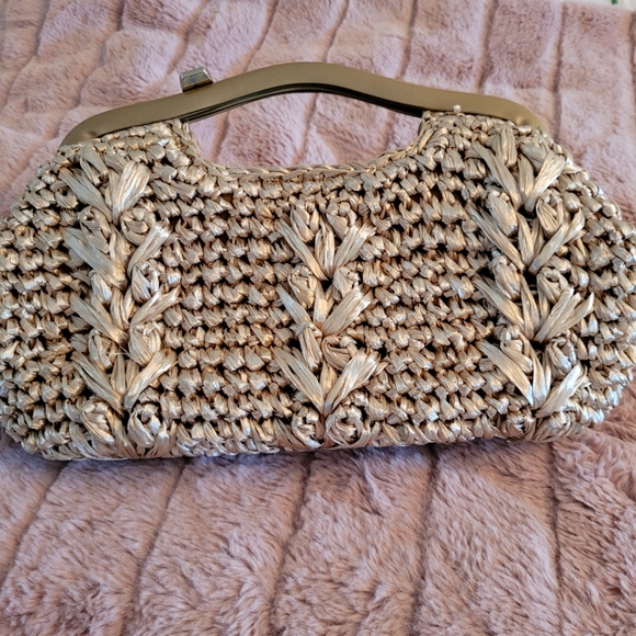 Bags | Woven Straw Vintage Style Clutch In Neutral Shade | Poshmark